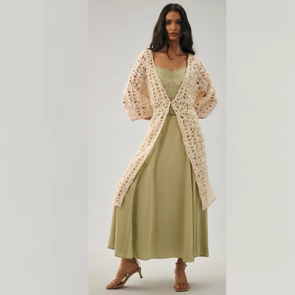 Maeve | Sweaters | Maeve By Anthropologie Textured Cutout Duster Ivory ...